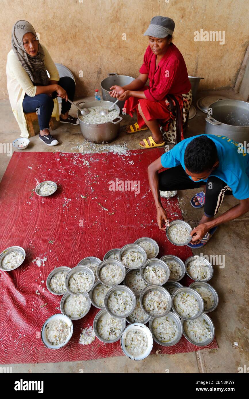 Free food distribution for street children. Antananarivo. Madagascar ...