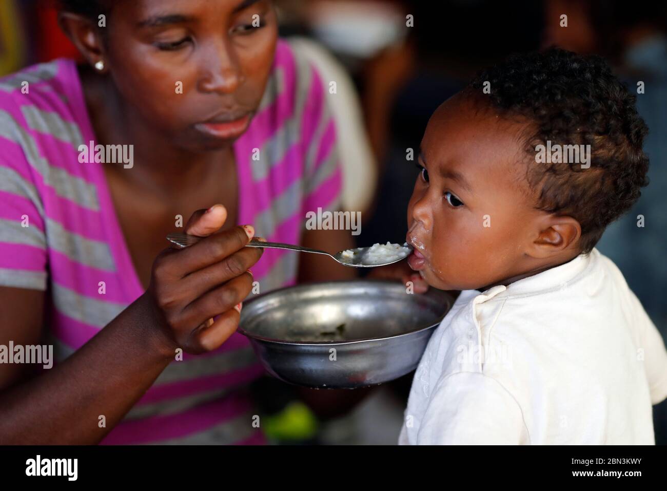 Free food distribution for street children. Antananarivo. Madagascar ...
