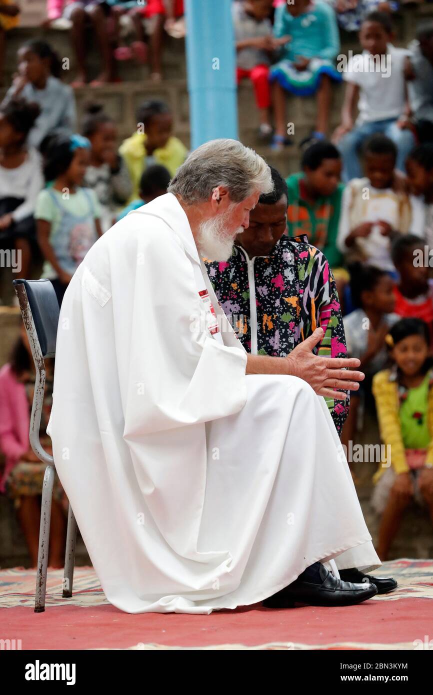 Sunday catholic mass with Father Pedro Opeka founder of the Akamasoa ...