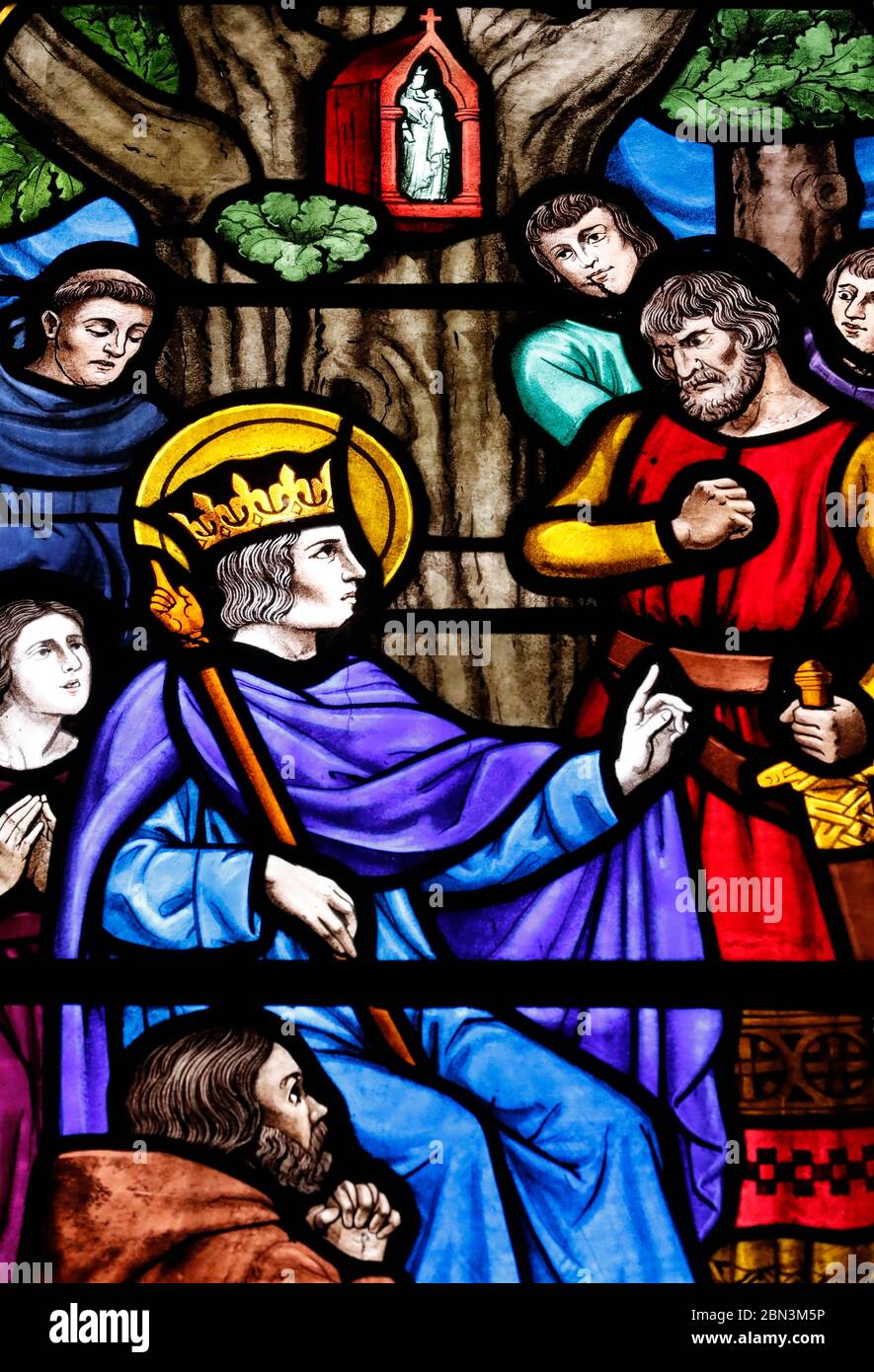 Antsirabe cathedral. Stained glass window. King Louis IX dispensing ...