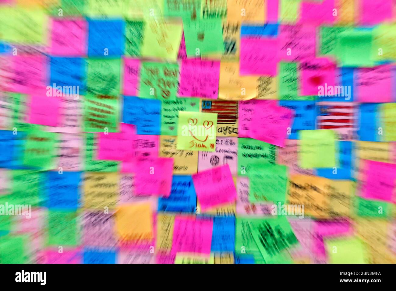 Wall covered in post-it notes. Kuala Lumpur. Malaysia Stock Photo - Alamy