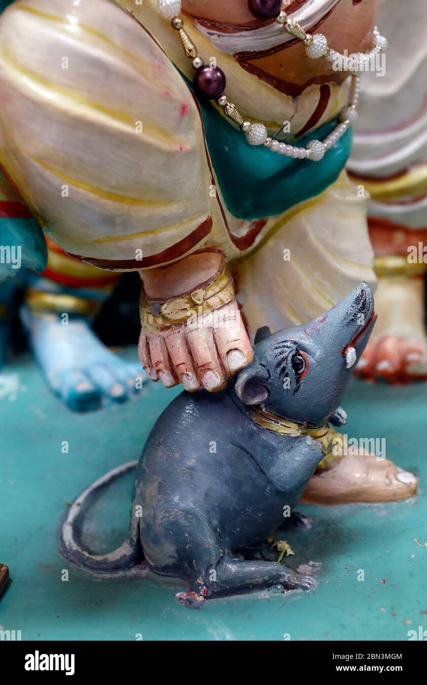 Sri Mahamariamman Hindu Temple. Ganesha, the elephant headed Hindu god ...