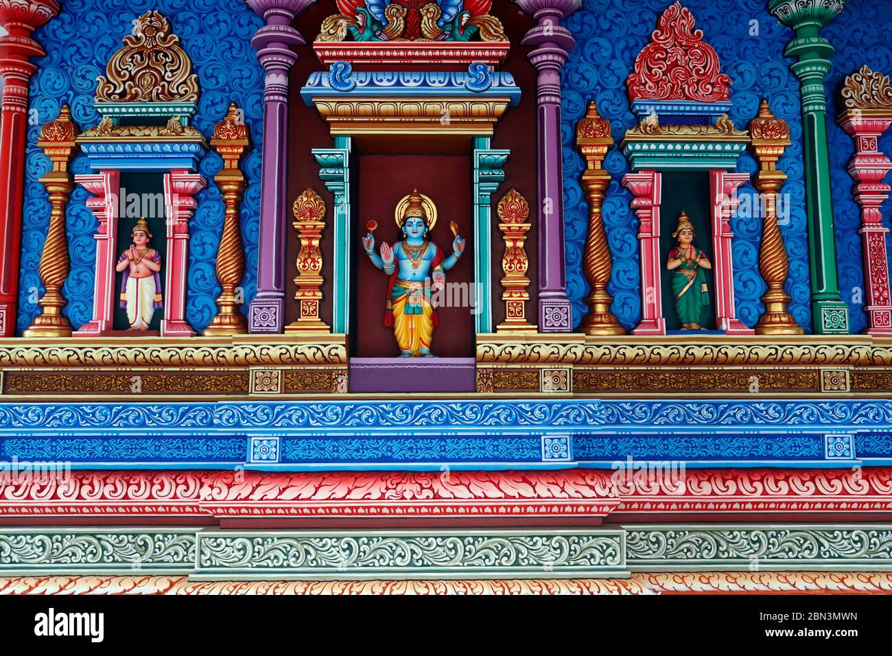 Hindu temple and shrine of Batu Caves. Maha Vishnu hindu deity known as ...