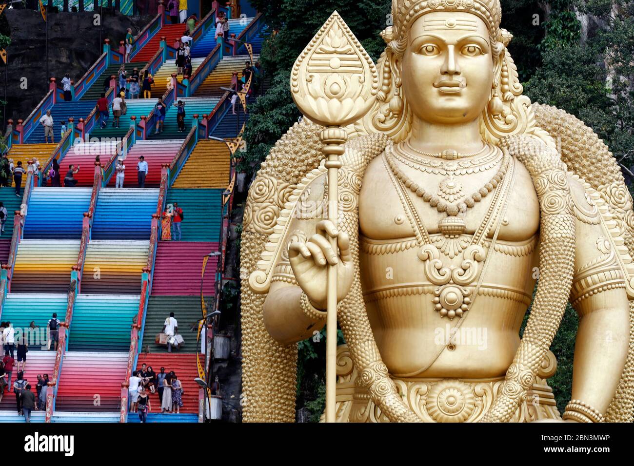 Murugan, the Hindu god of war. Hindu temple and shrine of Batu Caves ...