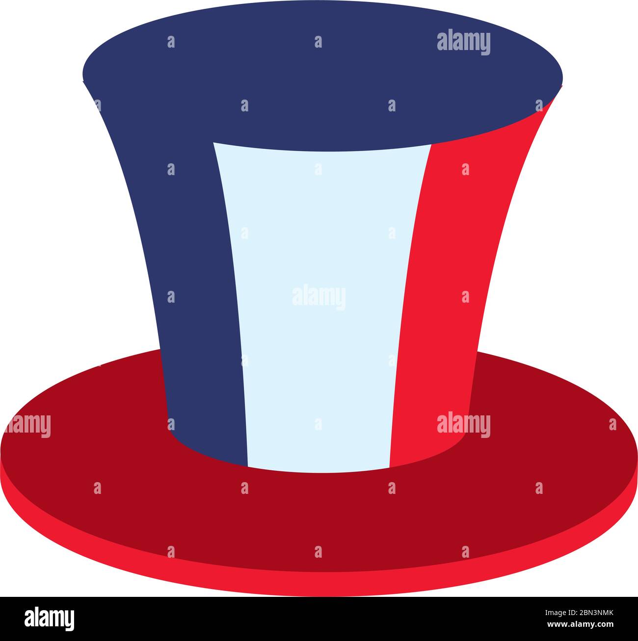bastille day concept, top hat with france flag design over white ...