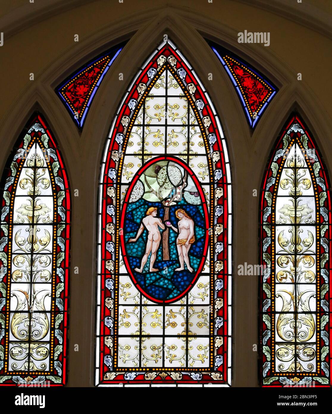 Thi Nghe Church. Stained glass window. Adam and Eve. Ho Chi Minh City. Vietnam Stock Photo - Alamy