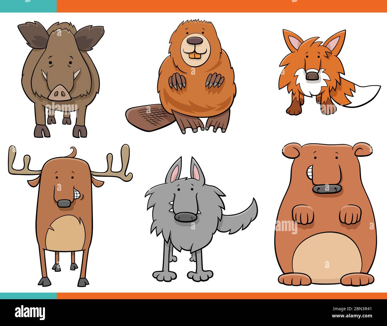 Cartoon Illustration of Funny Wild Animals Comic Characters Collection ...