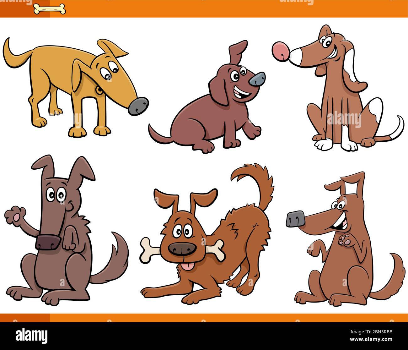 Cartoon Illustration of Funny Playful Dogs and Puppies Comic Animal ...