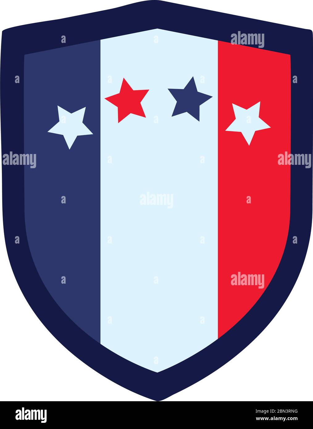 bastille day concept, french shield with france flag and decorative ...