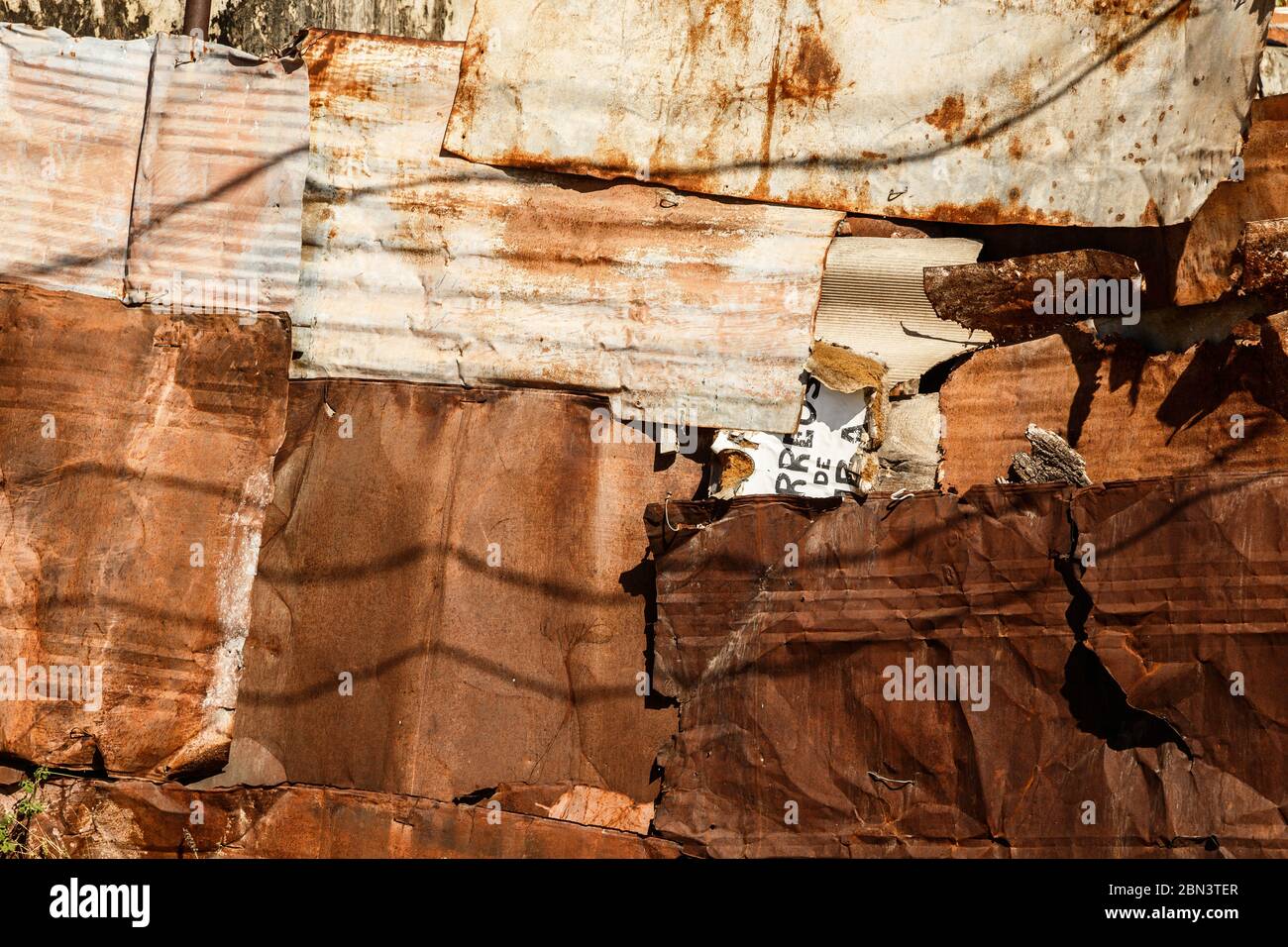 Wall made of old rusty steel sheets Stock Photo - Alamy