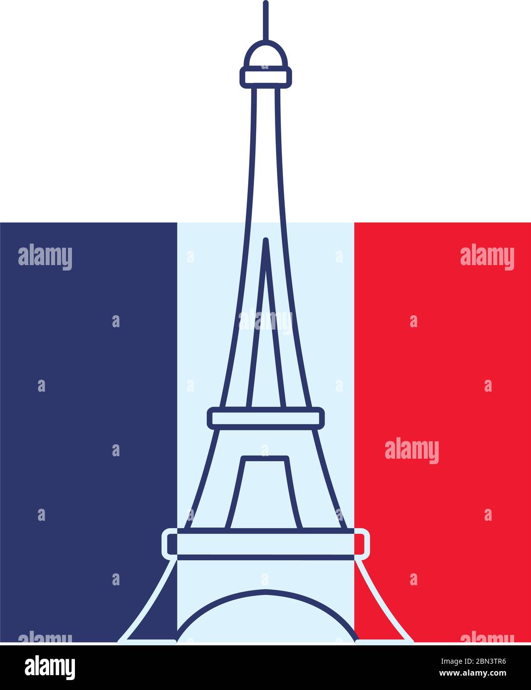 bastille day concept, france flag with eiffel tower icon over white ...