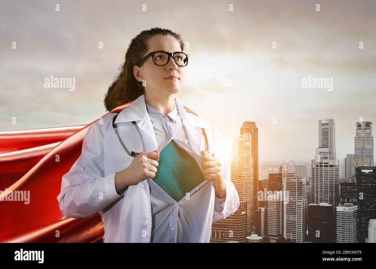 Heroic doctor fighting with epidemic Stock Photo - Alamy