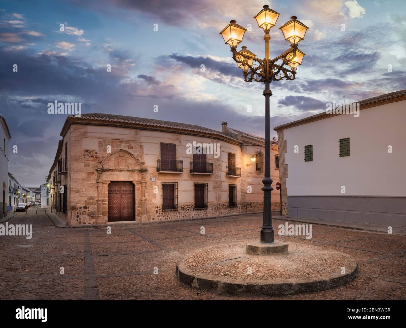 Plaza de Santo Domingo at the old town of Almagro, Castilla La Mancha ...