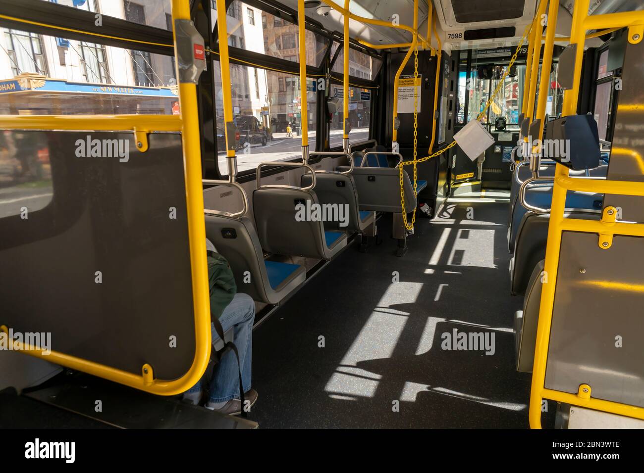 An M20 bus in New York showing the barricade protecting the operator on ...
