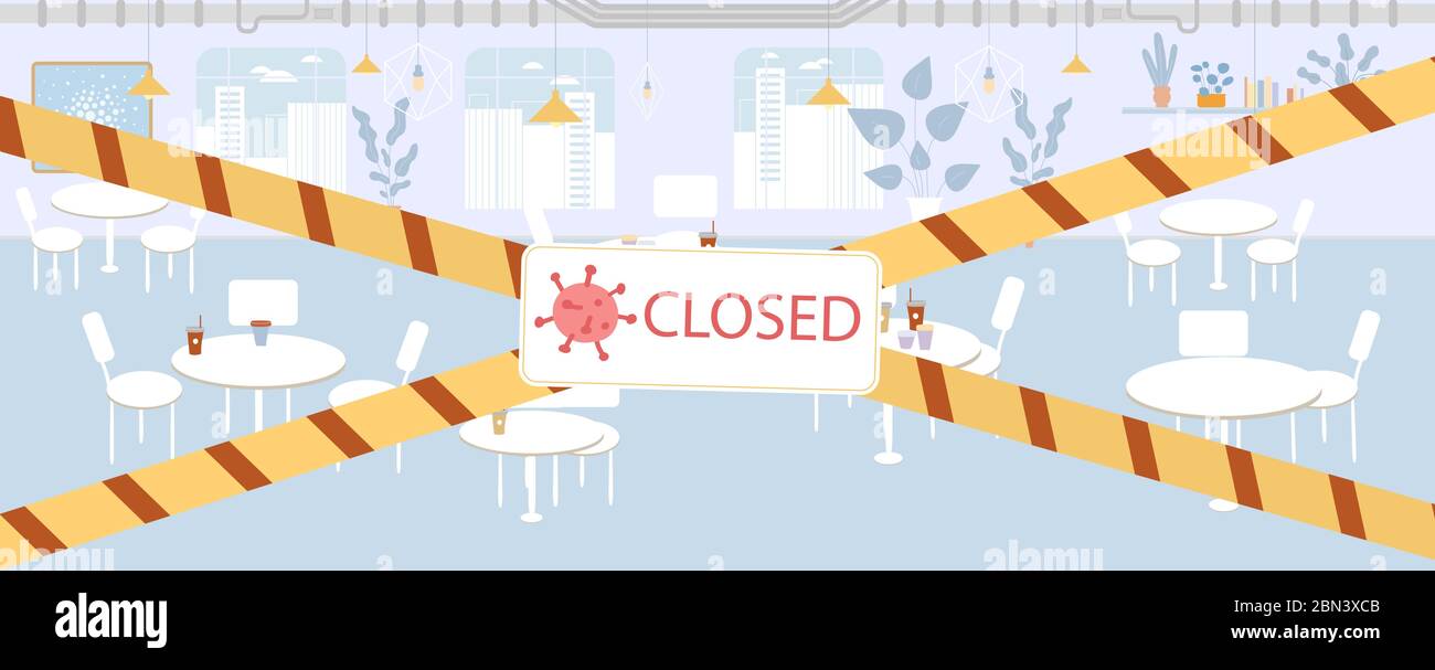 Restaurant closed sign board warning border tape Stock Vector Image ...