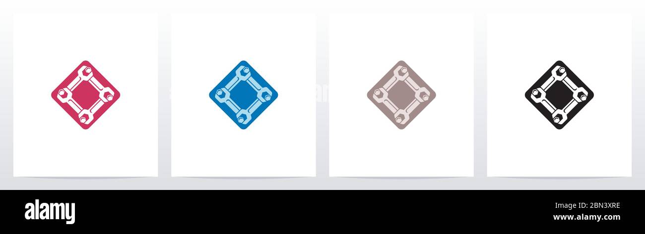 Wrench And Bolt Forming Rectangle Logo Design Stock Vector Image & Art ...