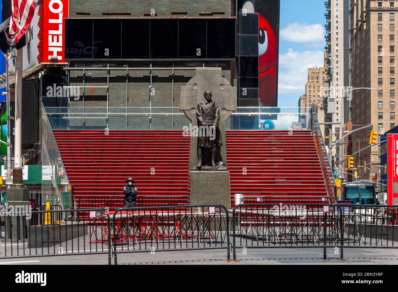 The closed “Red Steps” in Times Square in New York during the COVID-19 ...