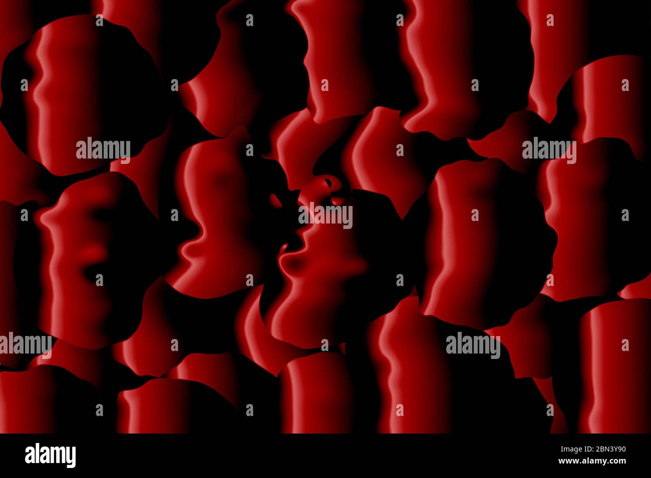 Dark red 3D background with abstract shapes with glowing surface Stock ...
