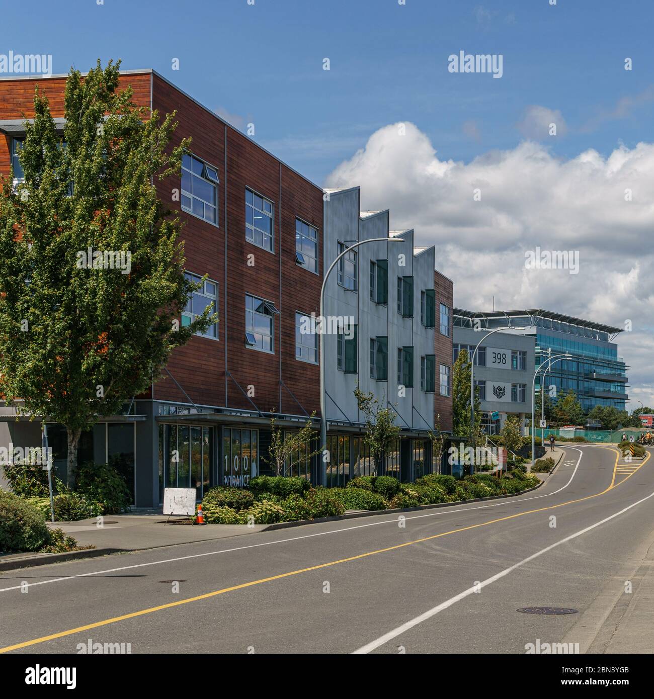 VICTORIA, CANADA - JULY 14, 2019: modern buildings and street view ...