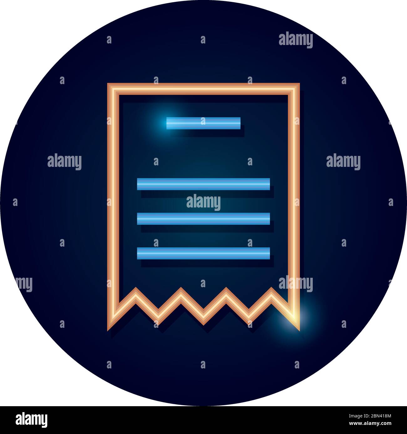 invoice icon over white background, neon style, vector illustration ...