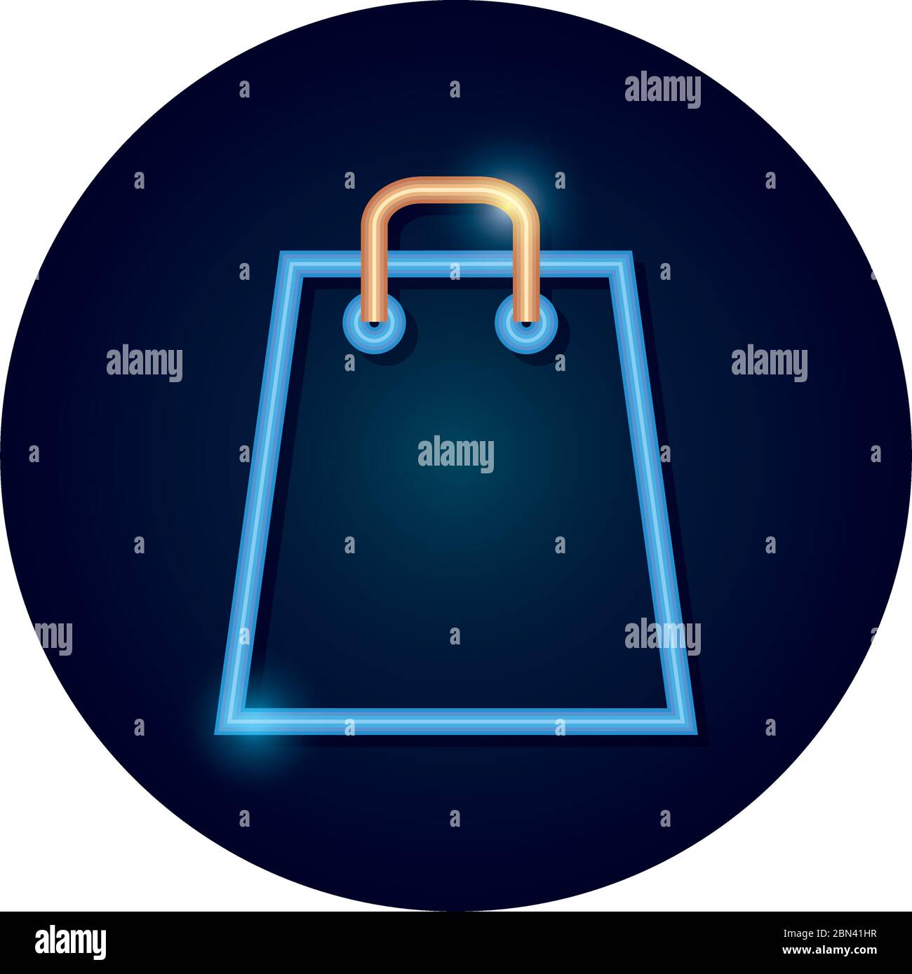 shopping bag icon over white background, neon style, vector ...
