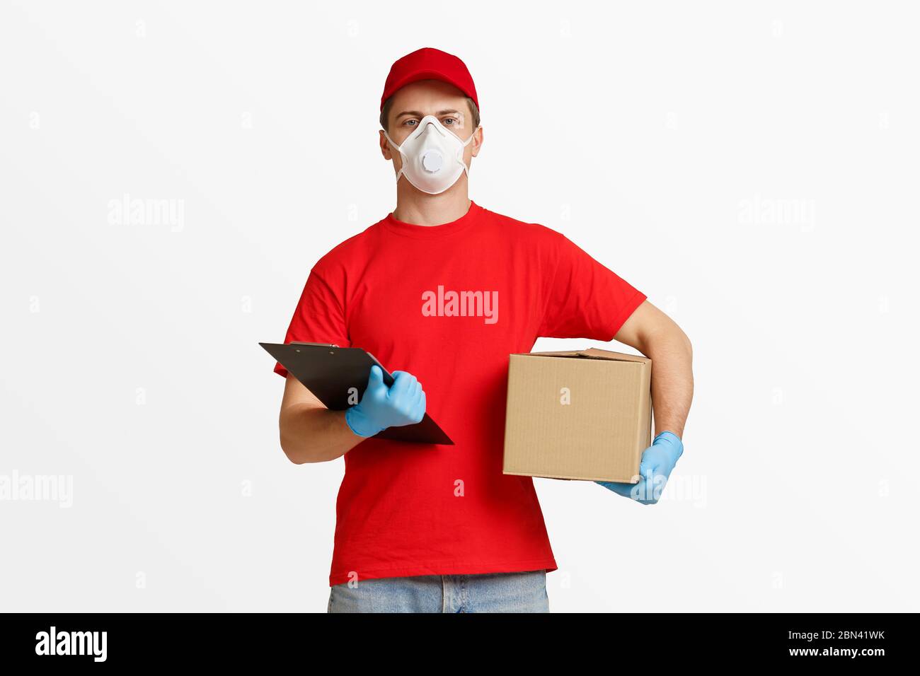 Man courier in protective hi-res stock photography and images - Alamy