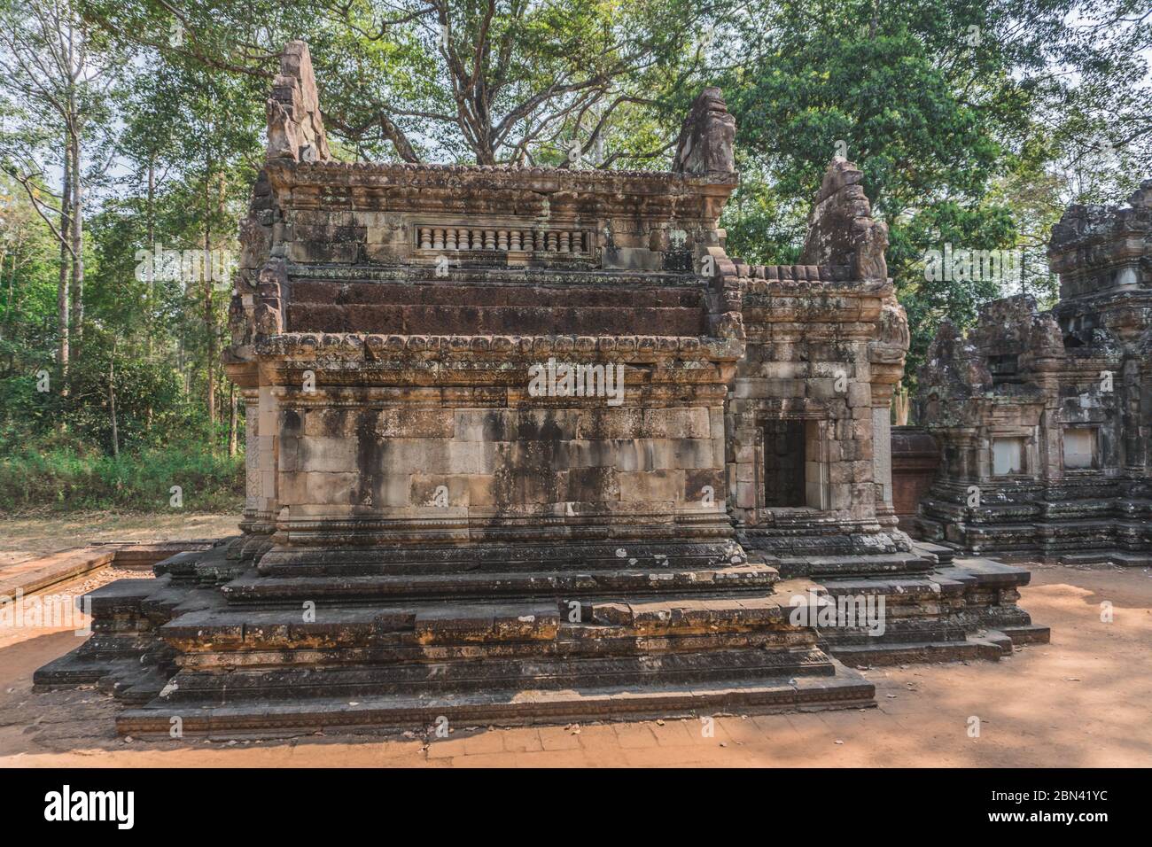 Ancient Angkor Wat Ruins Panorama. Thommanon Temple. Siem Reap ...