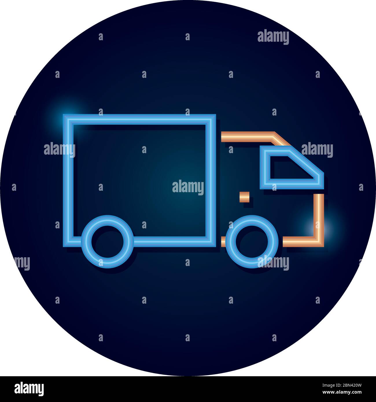 cargo truck icon over white background, neon style, vector illustration ...