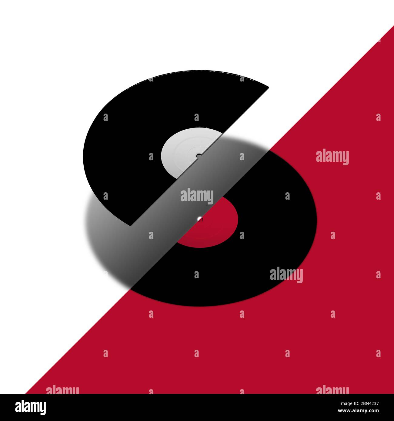 Abstract retro vintage background of split in the half vinyl LP which ...