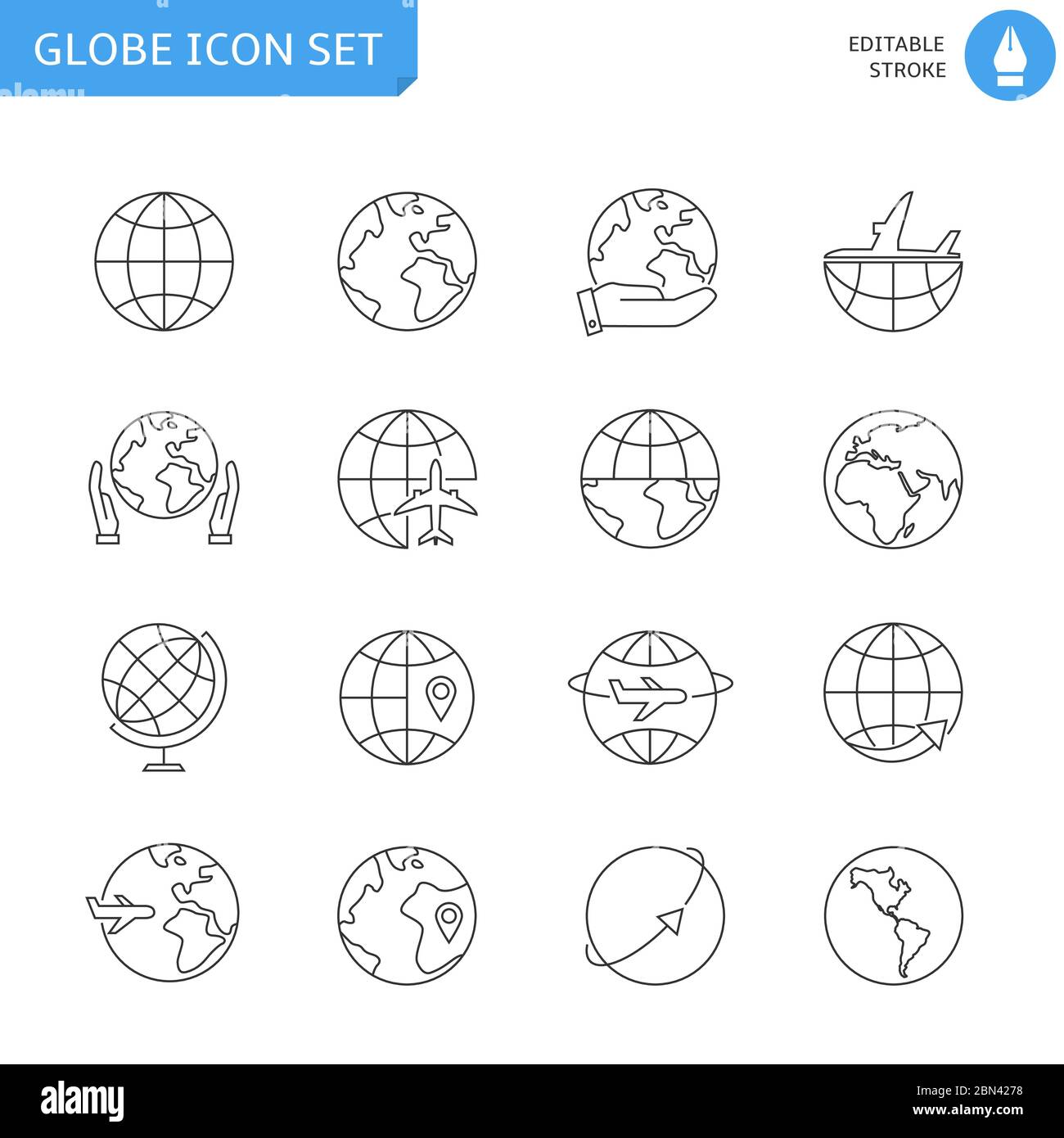 Globe thin line icon set Stock Vector Image & Art - Alamy
