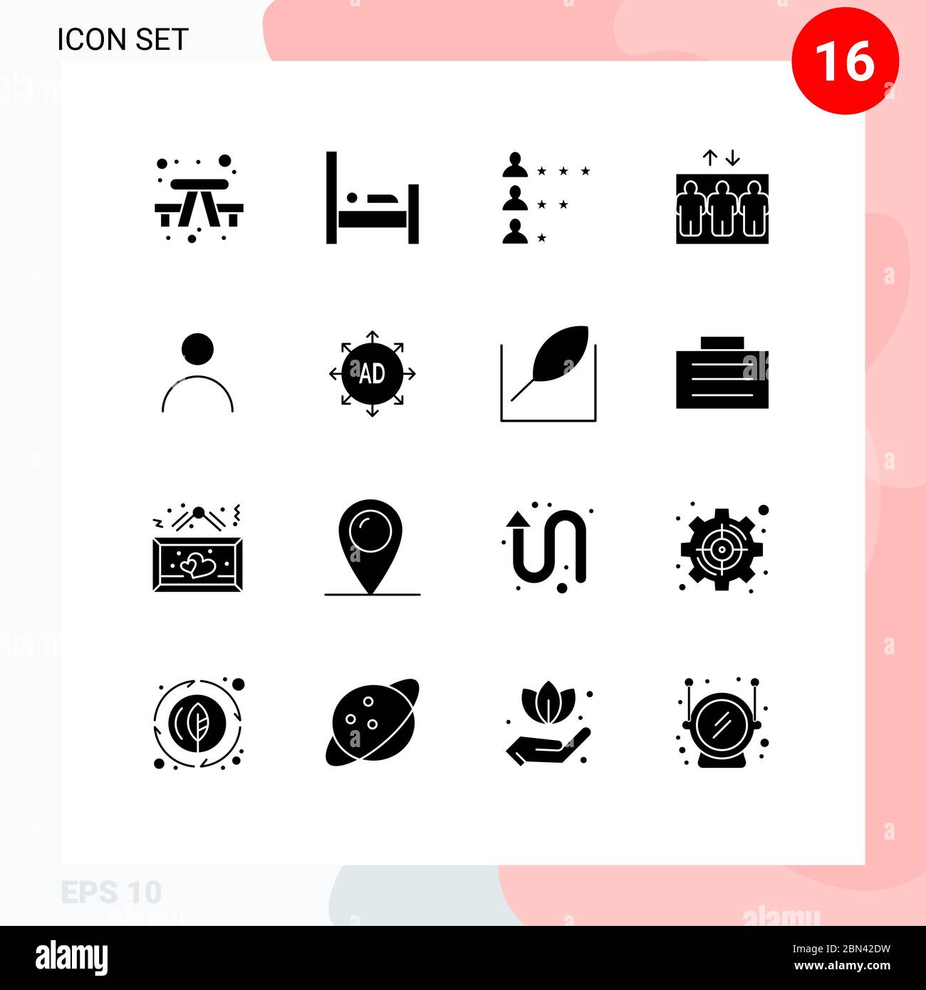 Stock Vector Icon Pack of 16 Line Signs and Symbols for profile ...