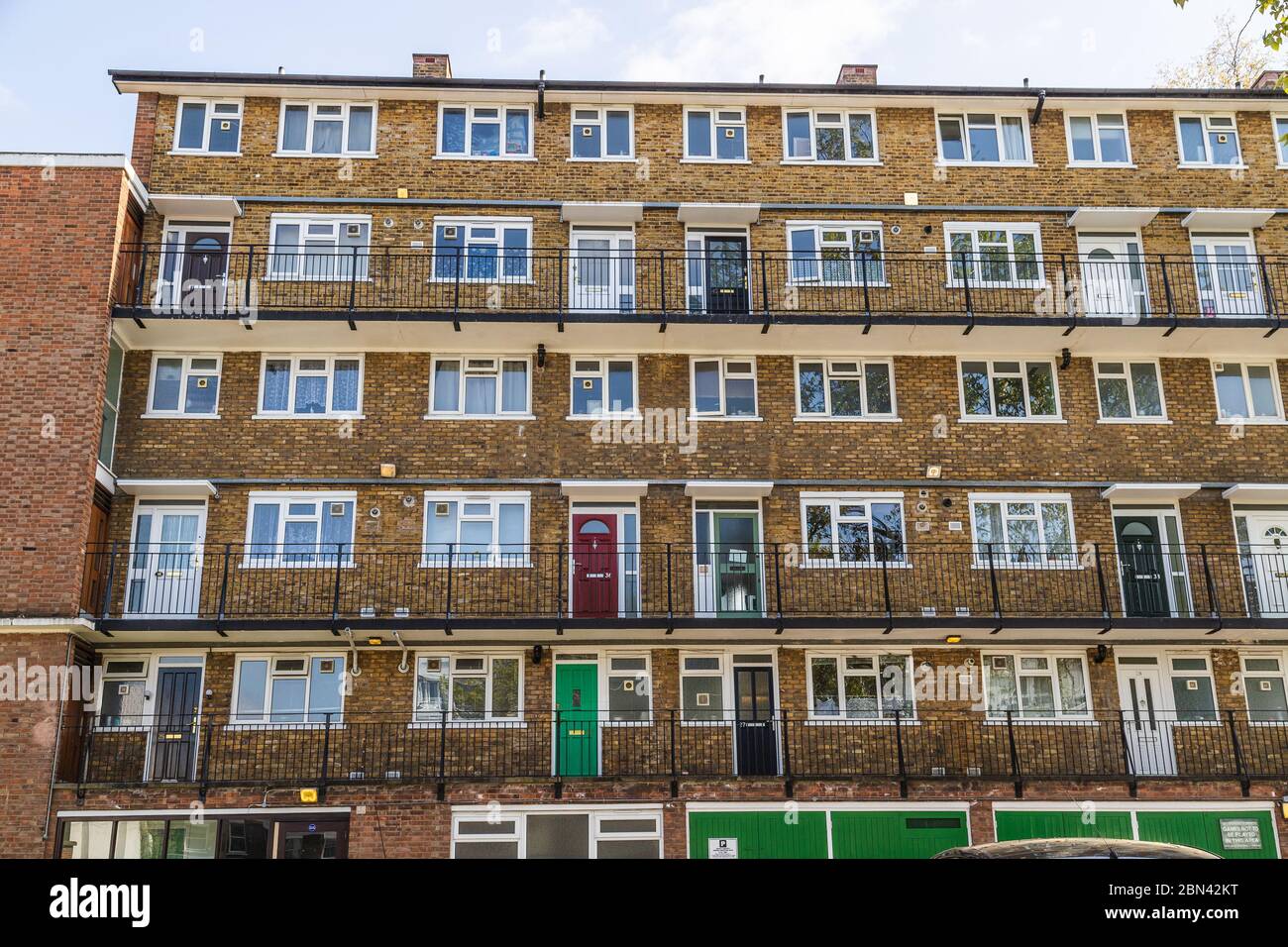 LONDON, UK - 13TH APRIL 2020: Old style apartment buildings in central ...