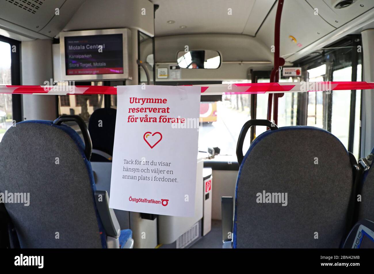 Motala, Sweden 20200319 Reserved space at the front, adjacent to where ...