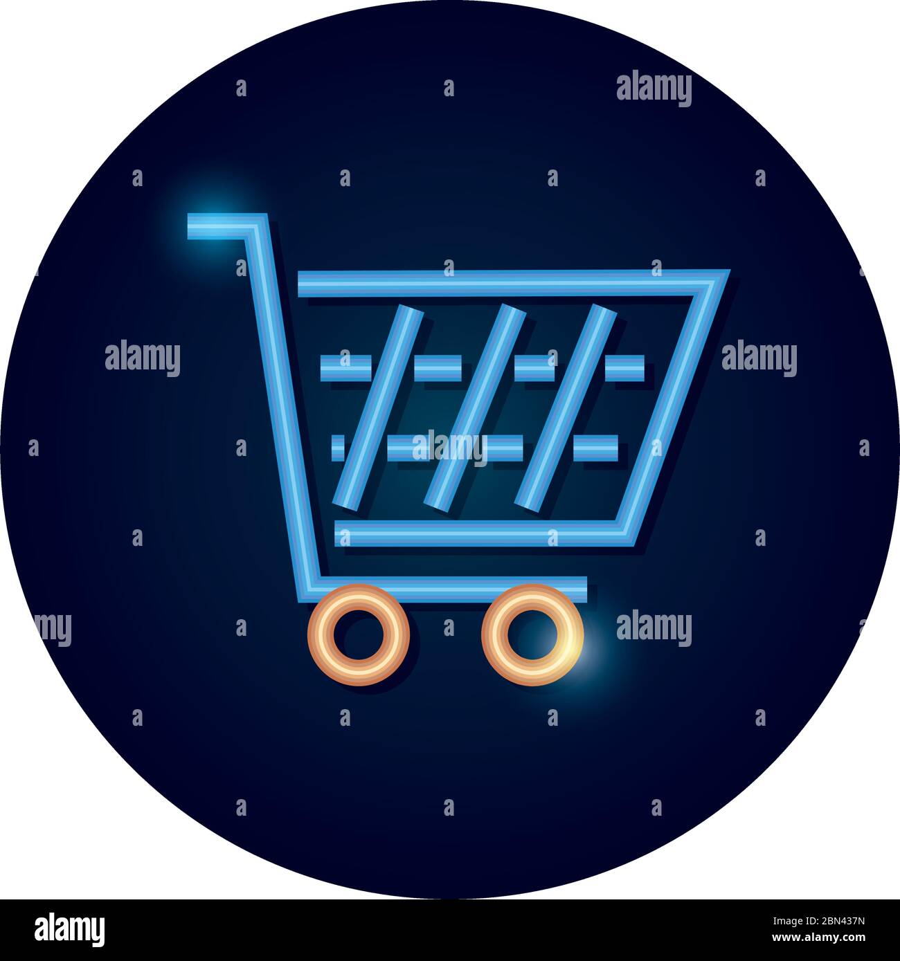 shopping cart icon over white background, neon style, vector ...