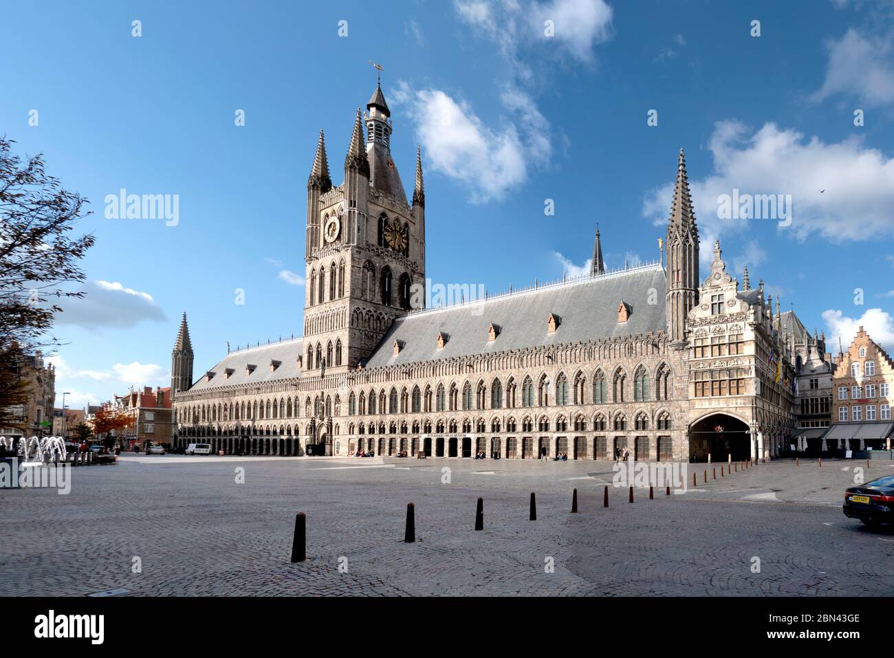 The Cloth Hall and town square of Ypres, Belgium. During World War 1 ...