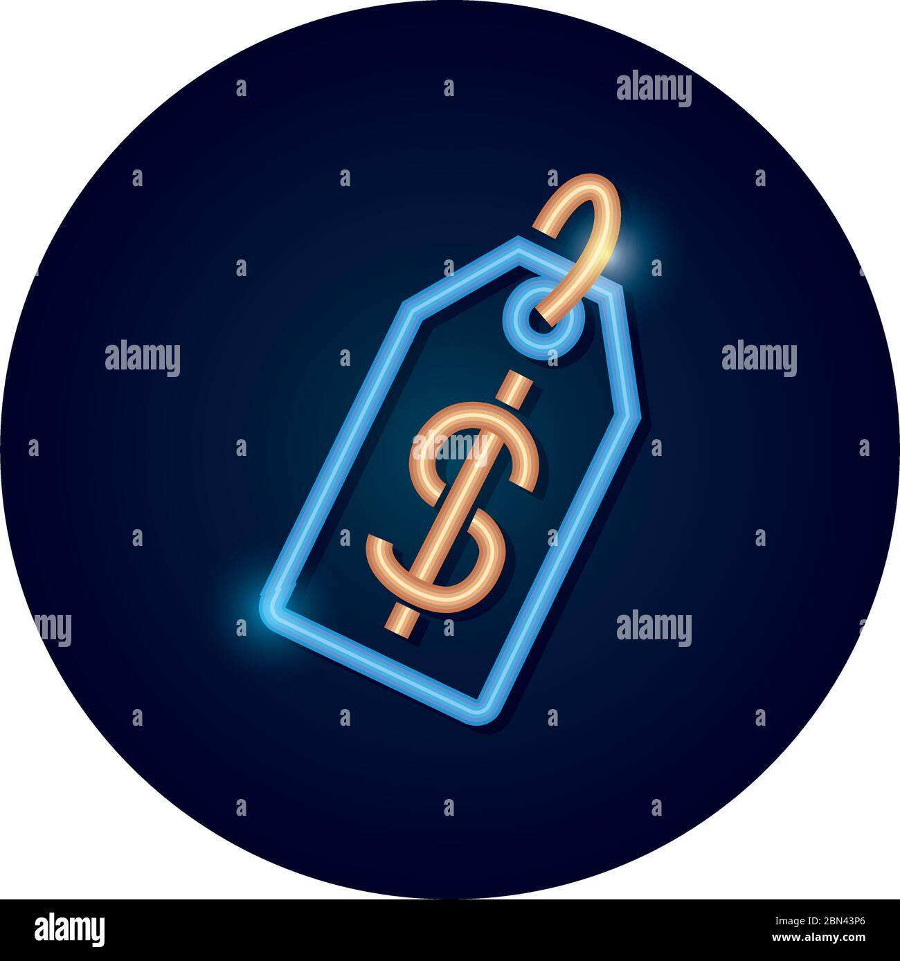 price tag icon over white background, neon style, vector illustration ...