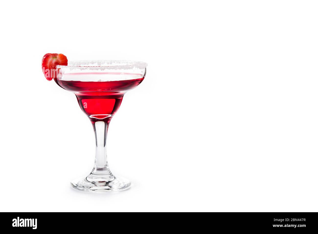 Strawberry cocktail drink isolated on white background. Copy space ...