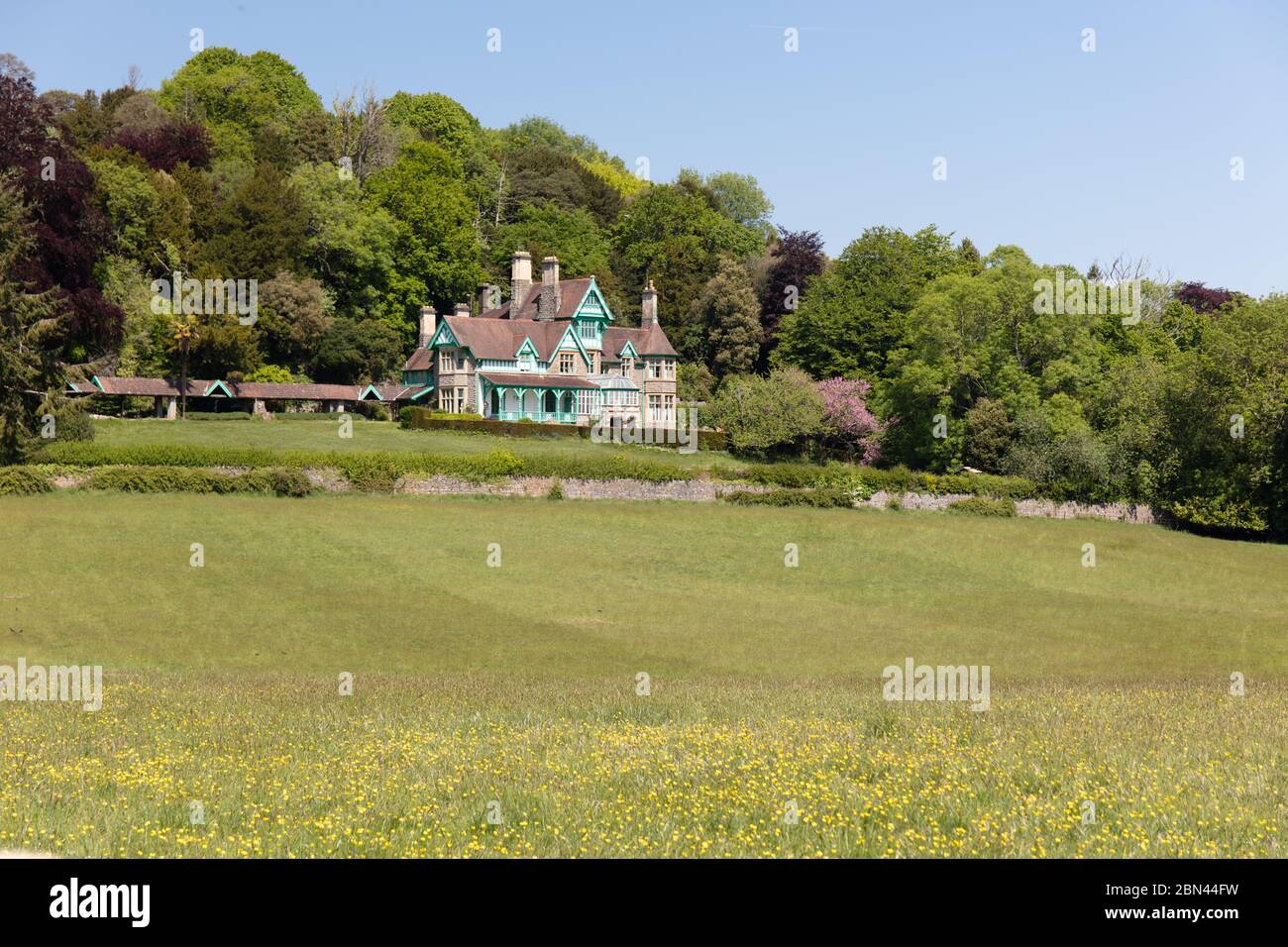 Chepstow, Wales/UK - May 06,2020: Welsh-style house in Woodcroft with ...