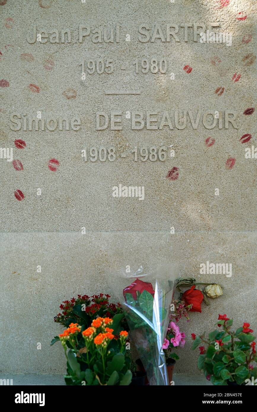Kiss marks and flowers left by fans on the tombstone of Jean Paul ...