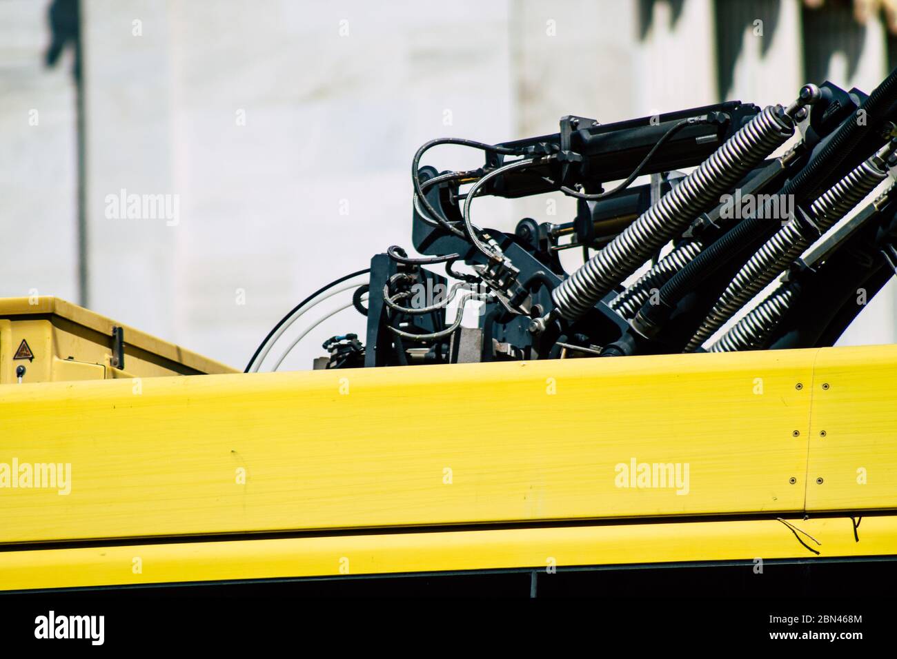 Athens Greece August 30, 2019 View of a electic Greek public bus ...