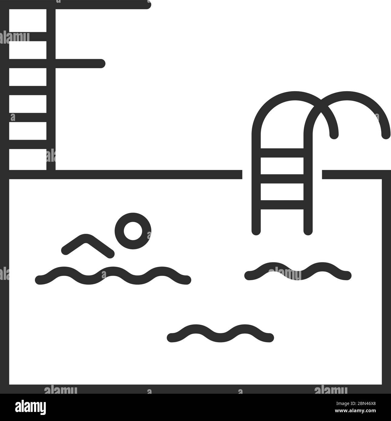 minimal single icon of swimming pool with ladder Stock Vector Image ...