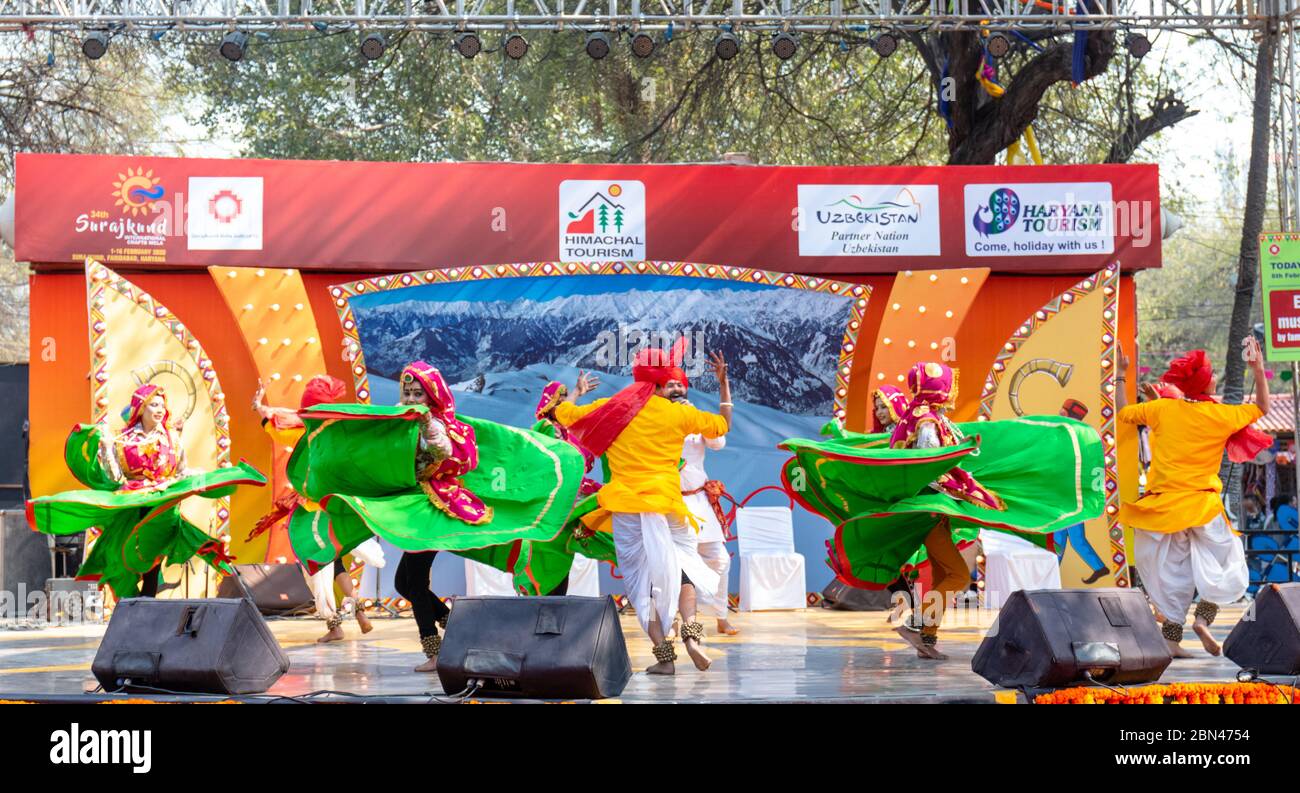 Young Indian Male and Female dancers performing regional/folk dance in ...