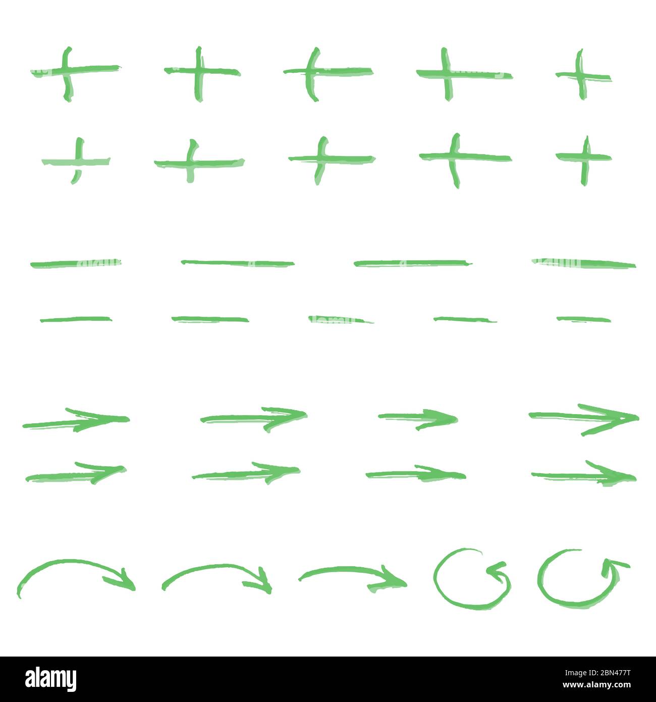 Set of light green vector highlighter marker strokes for text ...
