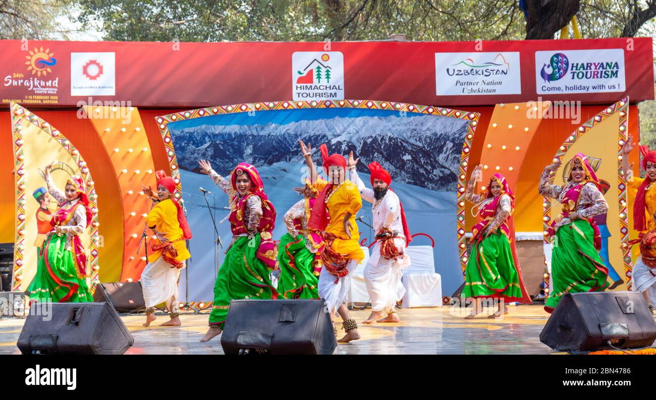 Young Indian Male and Female dancers performing regional/folk dance in ...