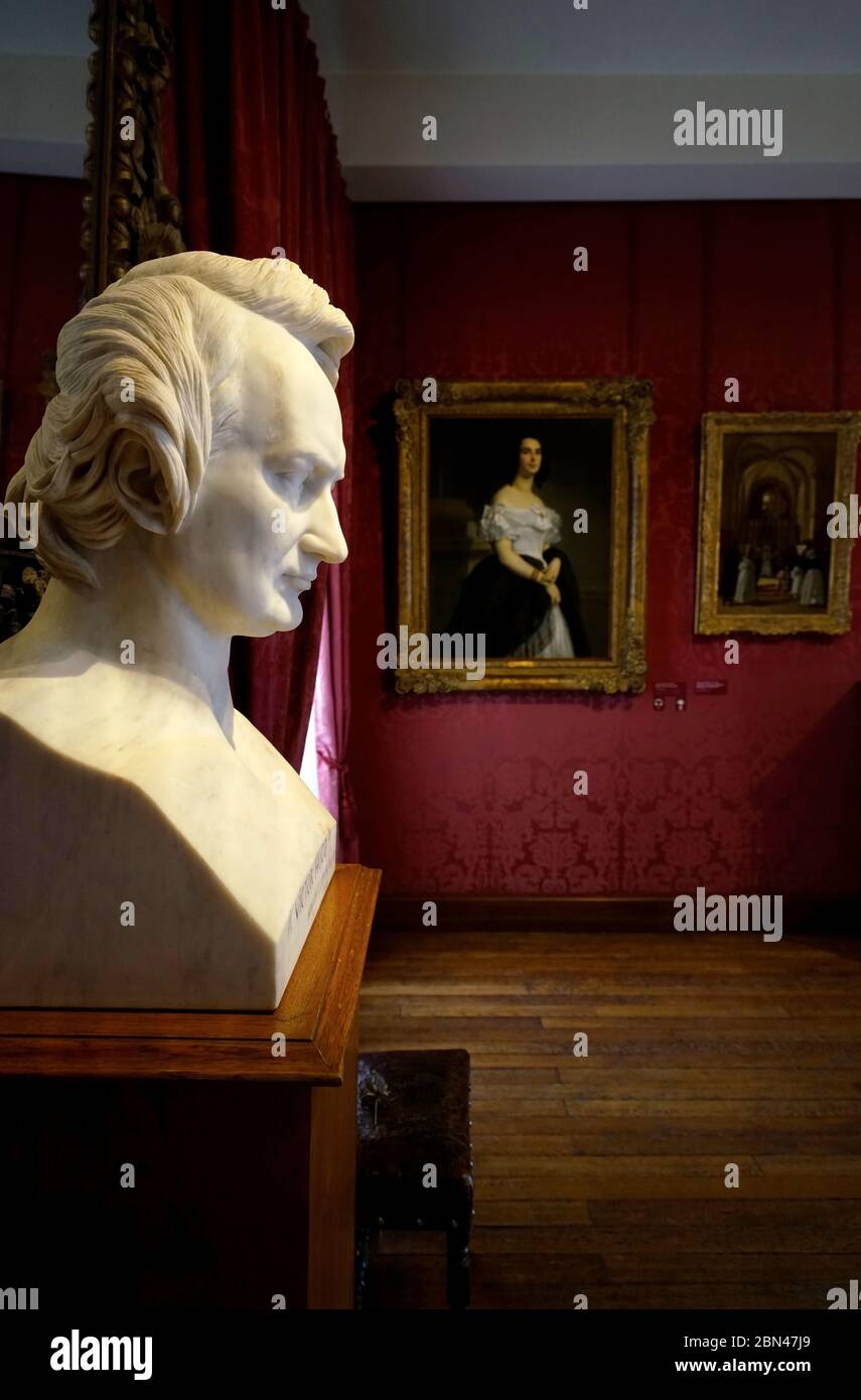 The marble bust statue of Victor Hugo in Maison de Victor Hugo (Home of ...