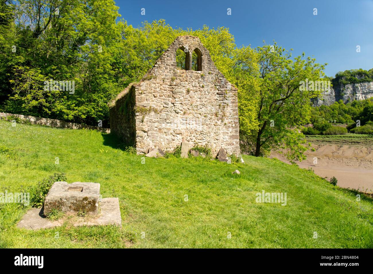 The ruins of the Medieval Church of St James in the Lancaut Nature ...