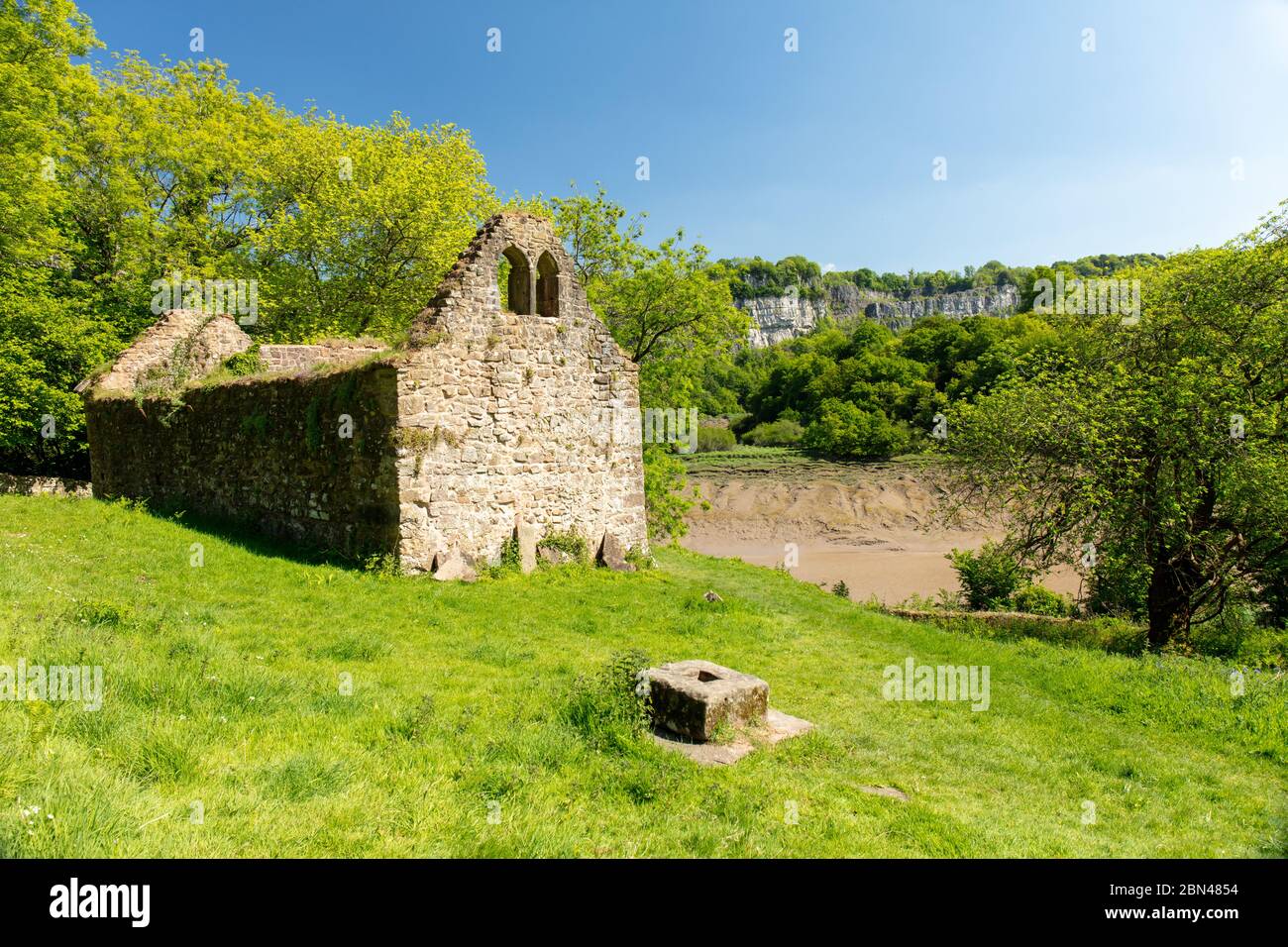 The ruins of the Medieval Church of St James in the Lancaut Nature ...