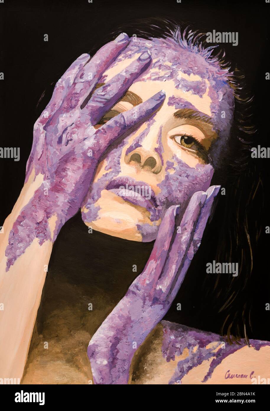 Beautiful violet woman painting Stock Photo - Alamy