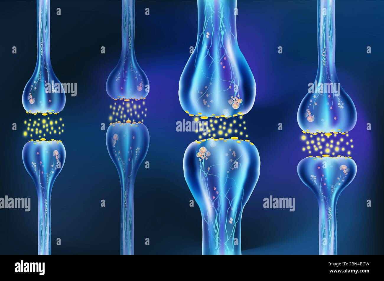 Signaling in the brain. Neural connections in the brain form thoughts ...