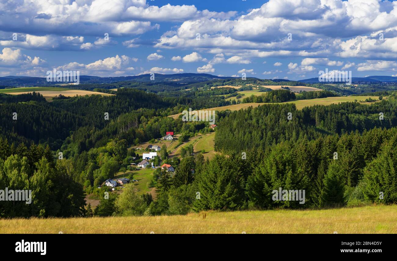 Village in a typical Czech landscape Stock Photo - Alamy
